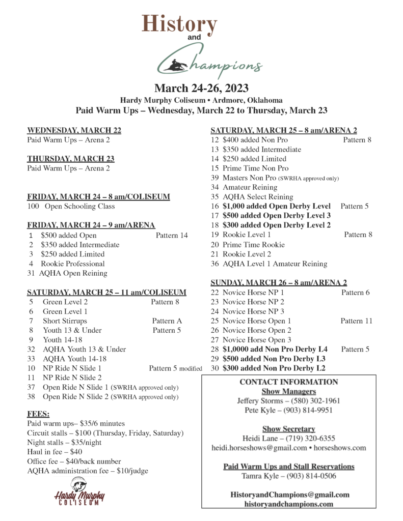 Show Schedule - historyandchampions.com